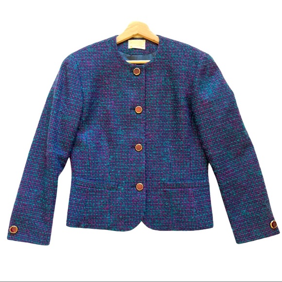 Pendleton | Jackets & Coats | Pendleton Purple And Green Tweed Blazer ...